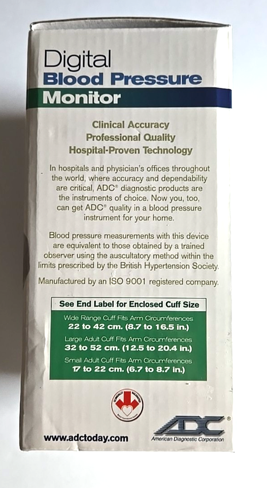 ADC Advantage Automatic Digital Blood Pressure Monitor Large Adult ...