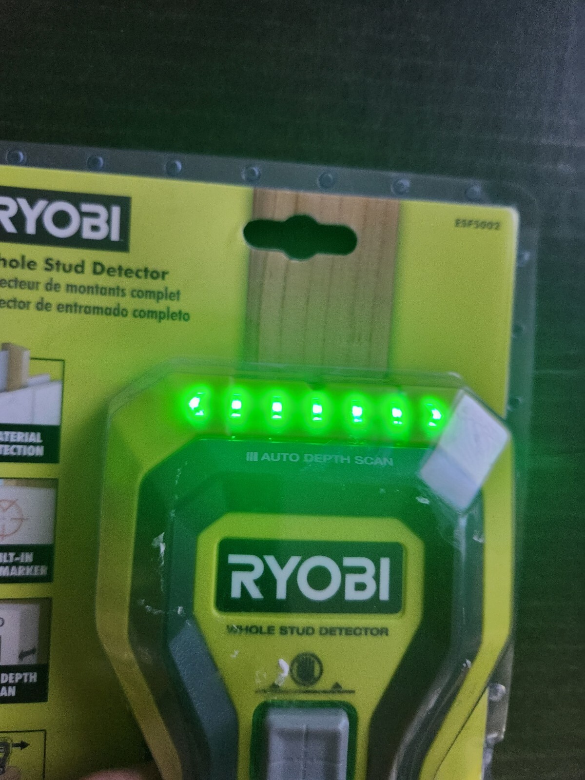 OPEN BOX RYOBI ESF5002 Whole Stud Finder Auto Depth Scan Tech Hand-Held ...