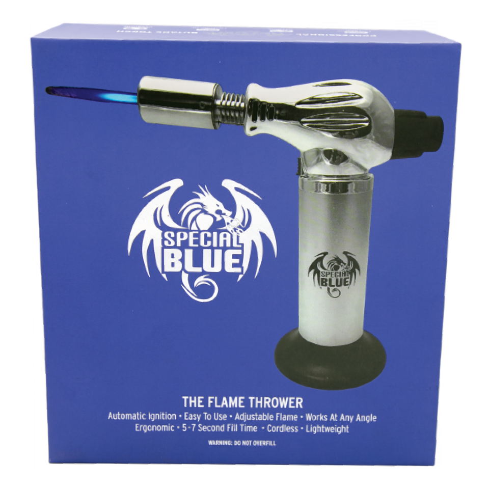 1x Torch Special Blue Flame Thrower Silver Refillable Butane Torch ...