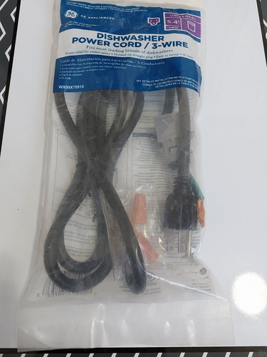 GE - Power Cord for built-in Dishwasher installation - Black / 3 - WIRE ...