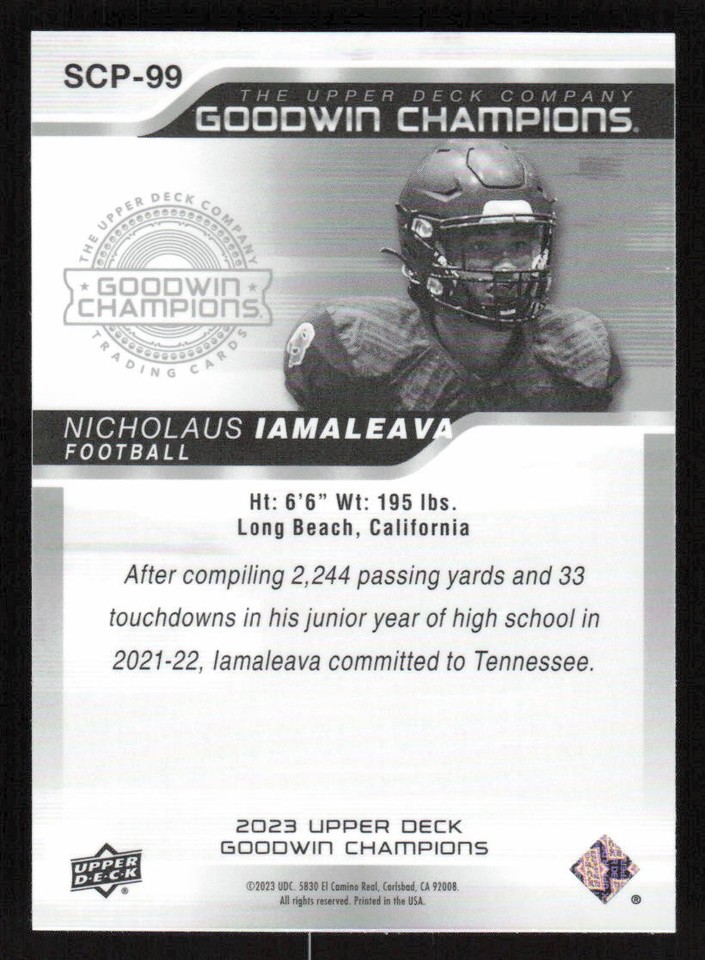 2023 Upper Deck Goodwin Champions SCP-99 Nicholaus Iamaleava | eBay