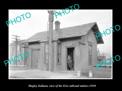 OLD 6 X 4 HISTORIC PHOTO OF MAGLEY INDIANA THE ERIE RAILROAD STATION ...