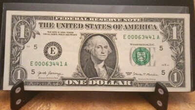 Low Serial Number Series 2017 One Dollar Bill BankNote E 00063441 A | eBay