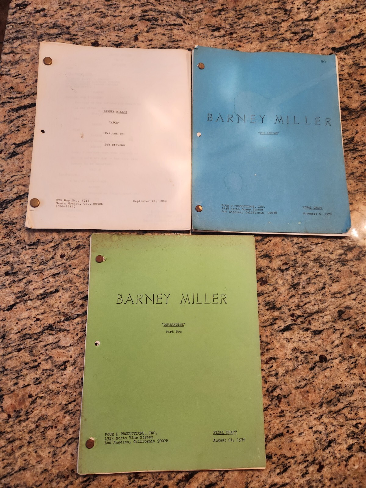 Lot Of 3 Barney Miller Scripts Writers Copy Quarantine - Mace - The ...