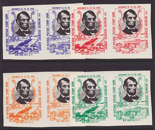 US 1960 ASDA Labels, Abe Lincoln, imperforate horizontal pairs ...
