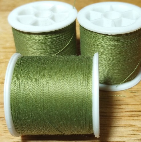 Lot of 3 Coats Dual Duty Thin Polyester Thread 125 Yards Ea OLIVE GREEN ...
