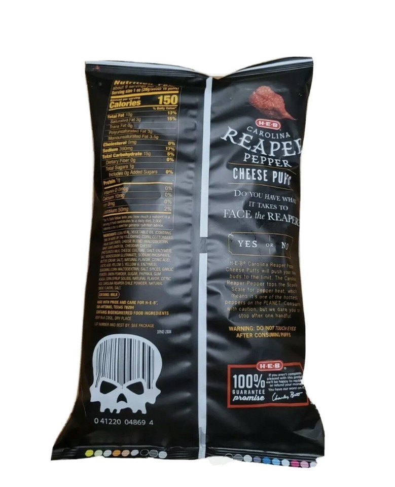 HEB Carolina Reaper Cheese Puffs LIMITED EDITION | eBay