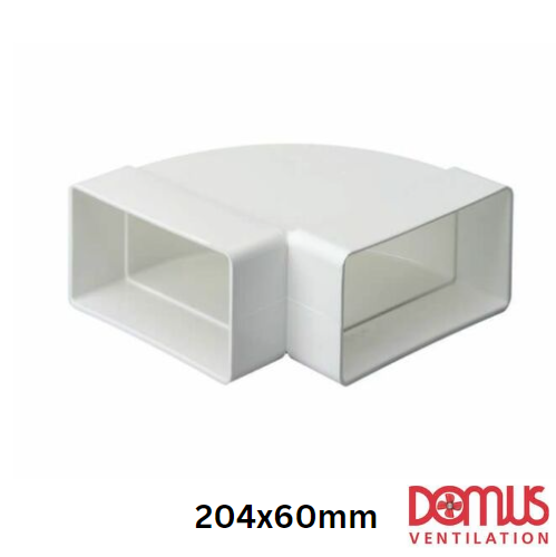 Flat rectangular rigid PVC Duct HORIZONTAL 90º BEND Ducting Domestic ...