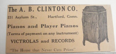 1918 Ad The A. B. Clinton Co., Hartford, Ct. Pianos, Player Pianos ...