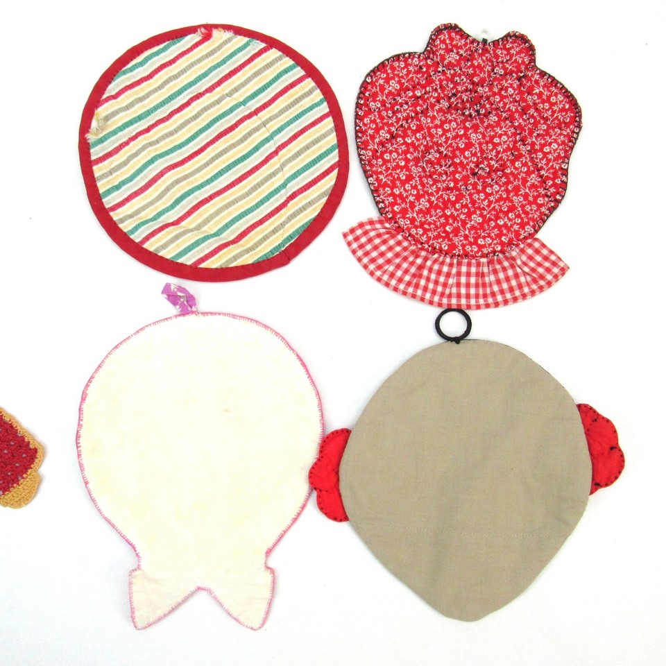 VTG Handmade Face Hanging Potholder People Patchwork Embroidered ...