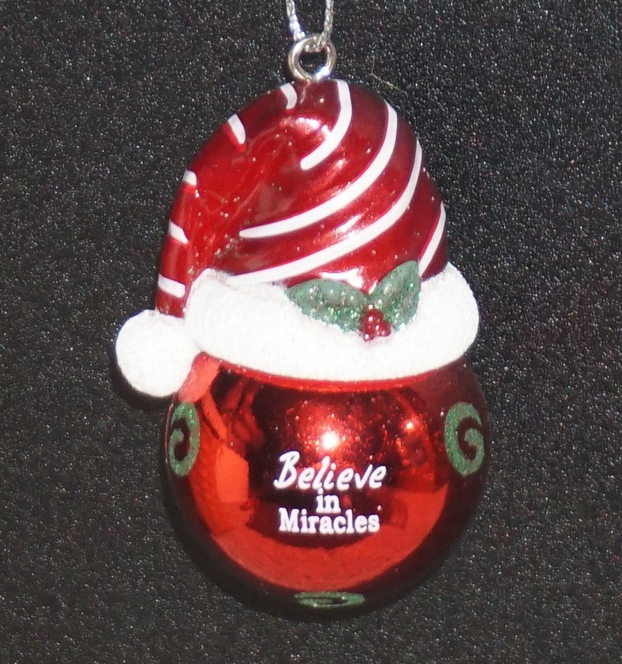 Christmas Ornament Ball Ganz Red White Santa Hat Cap Personalized Pck ...
