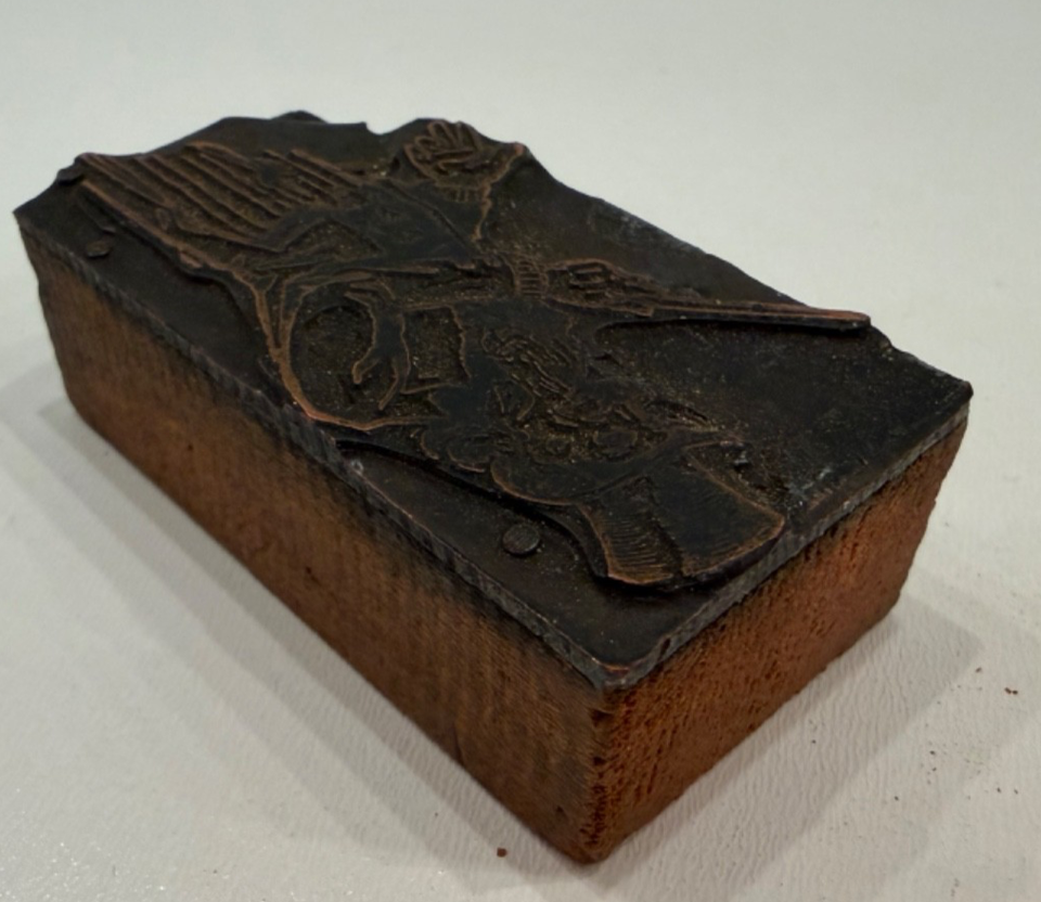Vintage Printing Press Wood Block Letterpress COPPER METAL - UNCLE SAM ...