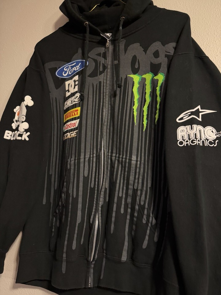 Rare Monster Energy Dc Shoes Ken Block Collab Hoodie AOP Medium Ford ...