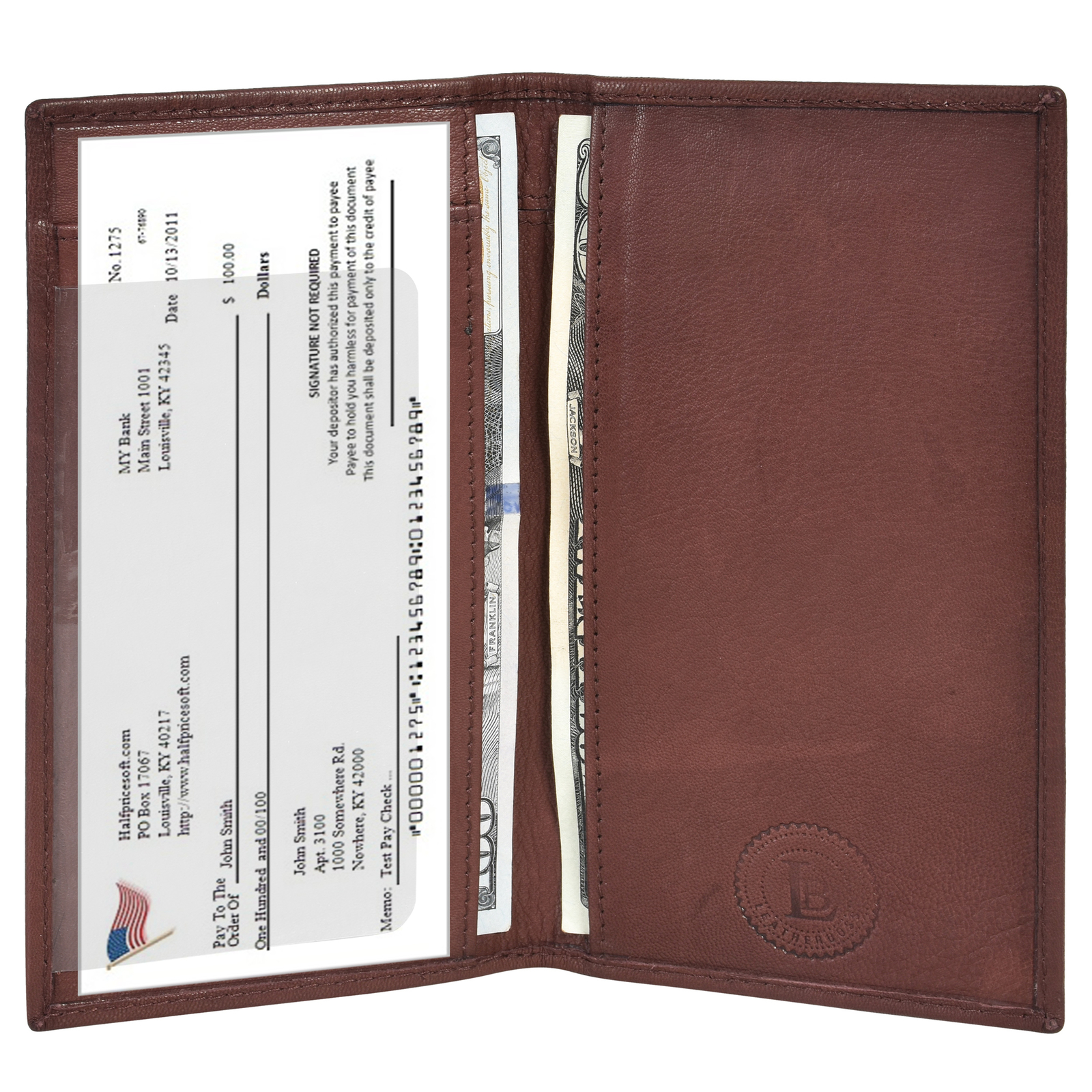 Leatherboss Genuine Leather PLAIN RFID Checkbook Cover with ID Slot ...