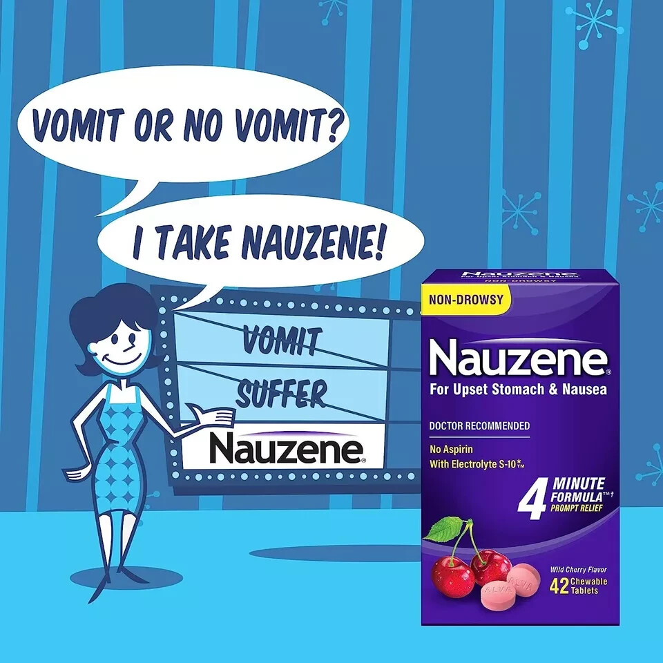 Nauzene Nausea Relief Chewable Tablets Wild Cherry Flavor, 42 Ct | eBay