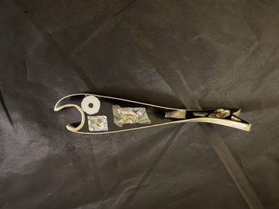 Vintage Abalone Fish Bottle Opener Alpaca Silver Frame Mid Century ...