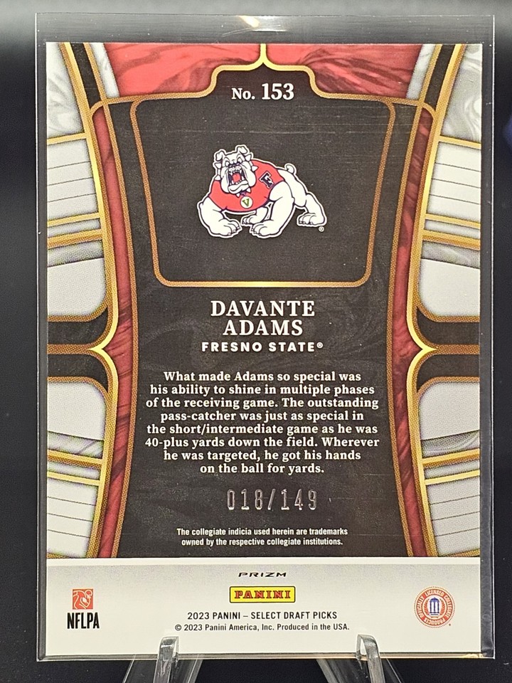 2023 Panini Select Red Prizm Davante Adams /149 Fresno State Bulldogs ...