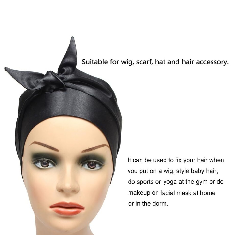 2 Pcs Satin Edge Laying Scarf Hair Wrap Wigs Grip Band Wrapping Head ...
