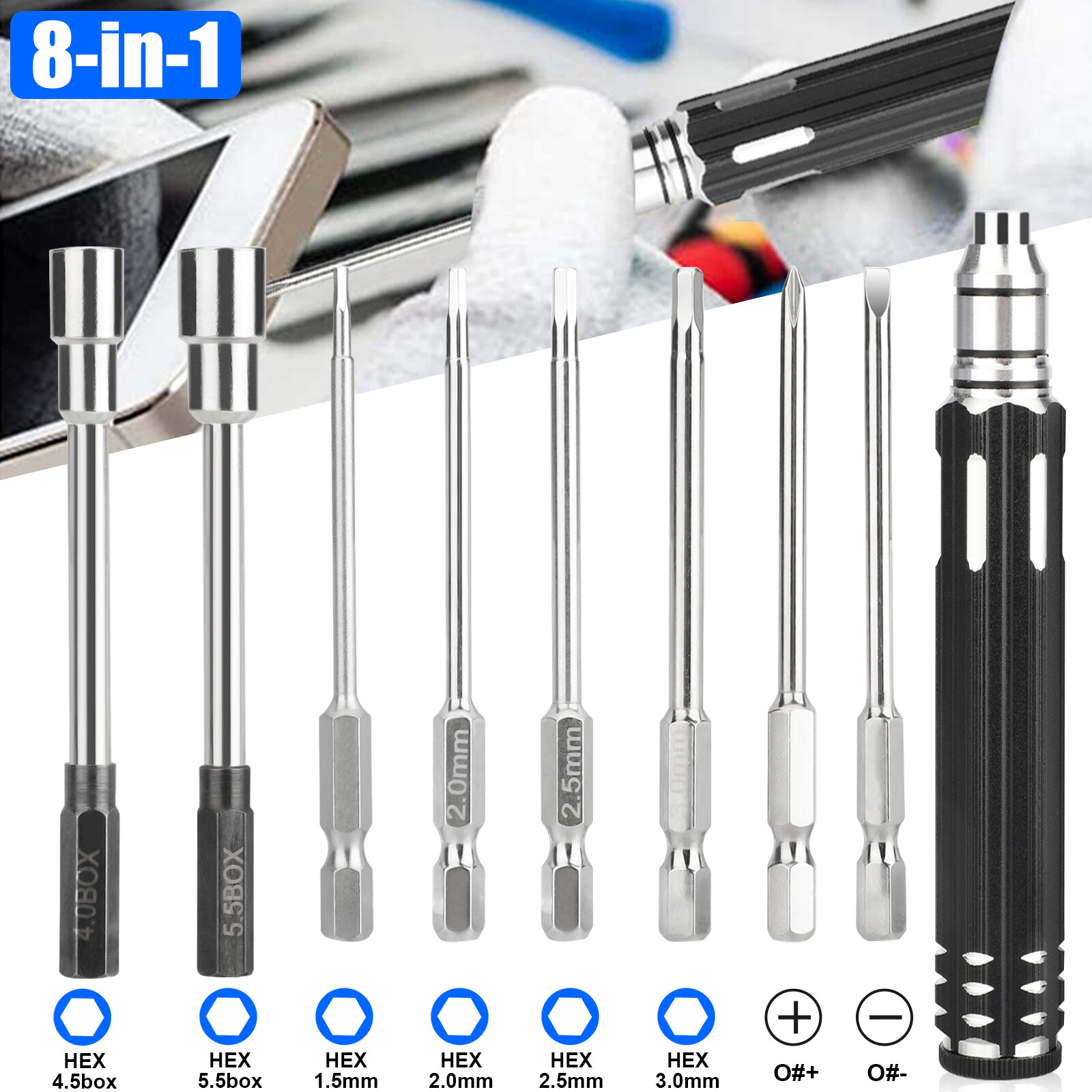 8 in 1 Hex Screwdrivers Set Repair Tools Kit for RC Car Helicopter Boat ...