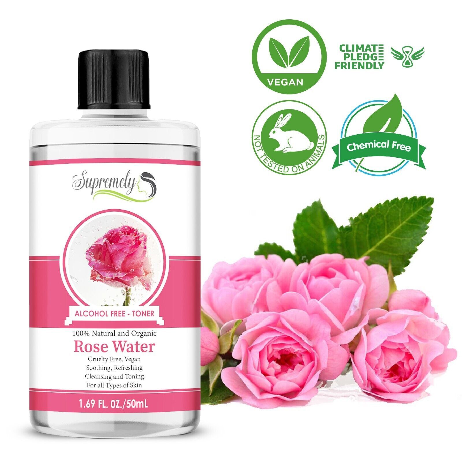 Rose Water Toner 100% Pure Natural Rose Water Skin Face Nail ...