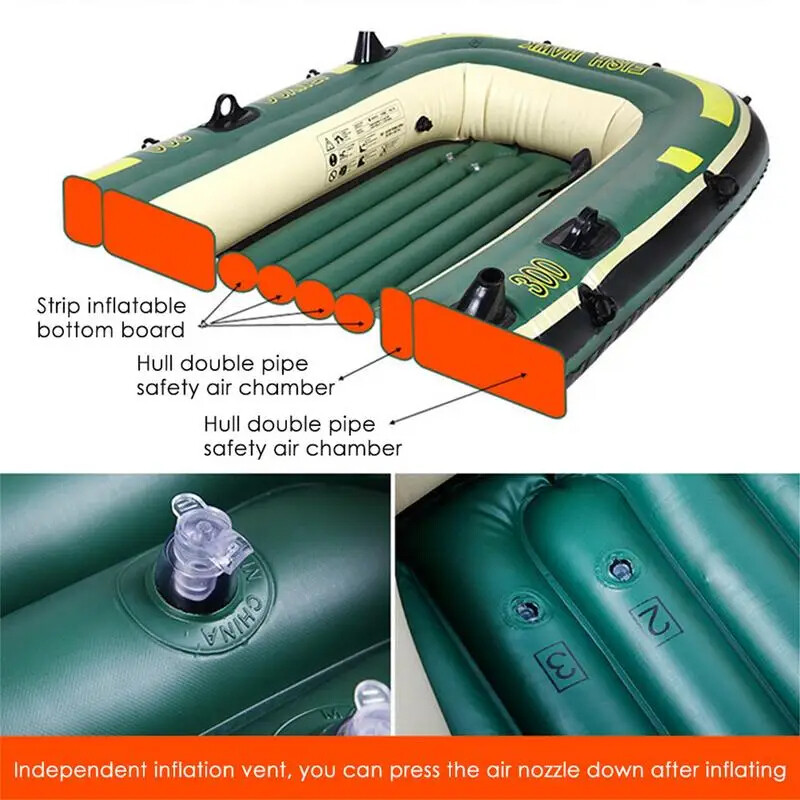 Heavy Duty Inflatable 3 Person Boat Fishing Rowing Boat Canoe Raft ...