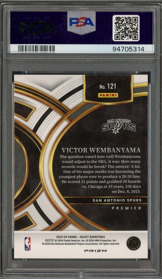 2023-24 Panini Select Tiger Prizm #121 Victor Wembanyama RC Rookie PSA ...