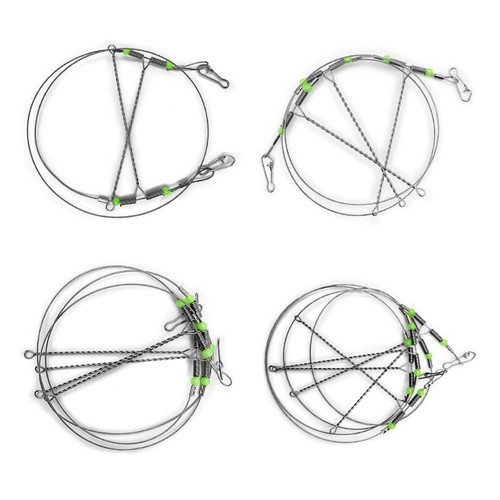 Steel Wire Traces Leader Fishing Rigs with Swivels Snap Connect Bead ...