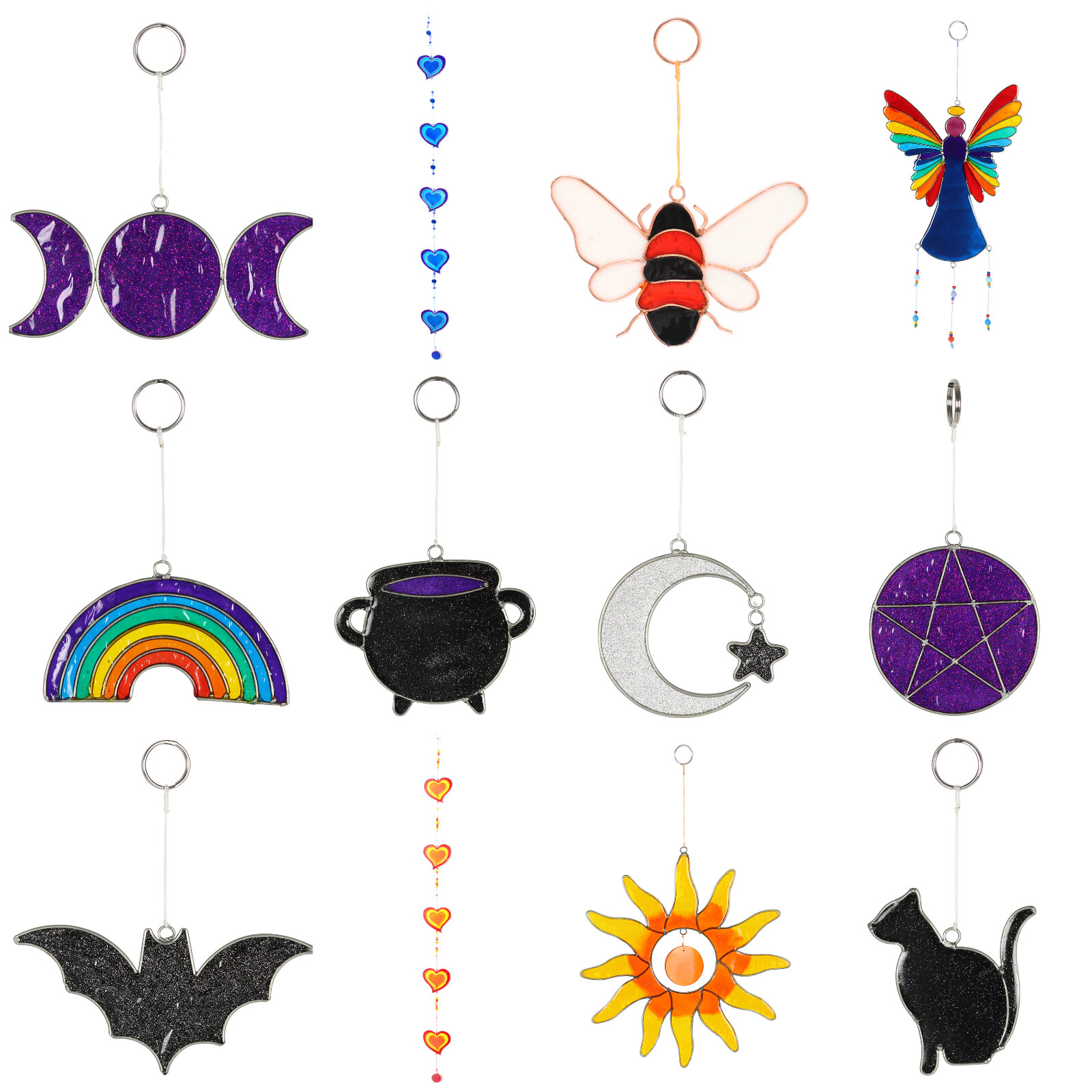 Suncatcher Hanging Stained Glass Window Rainbow Witch Pagan Sun Glitter ...