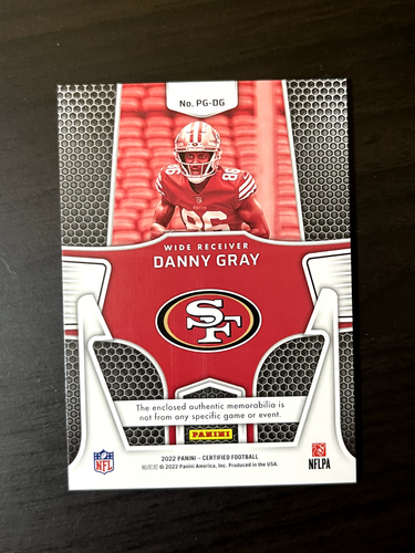 2022 Panini Certified - Piece of the Game Relics Danny Gray #PG-DG Red ...