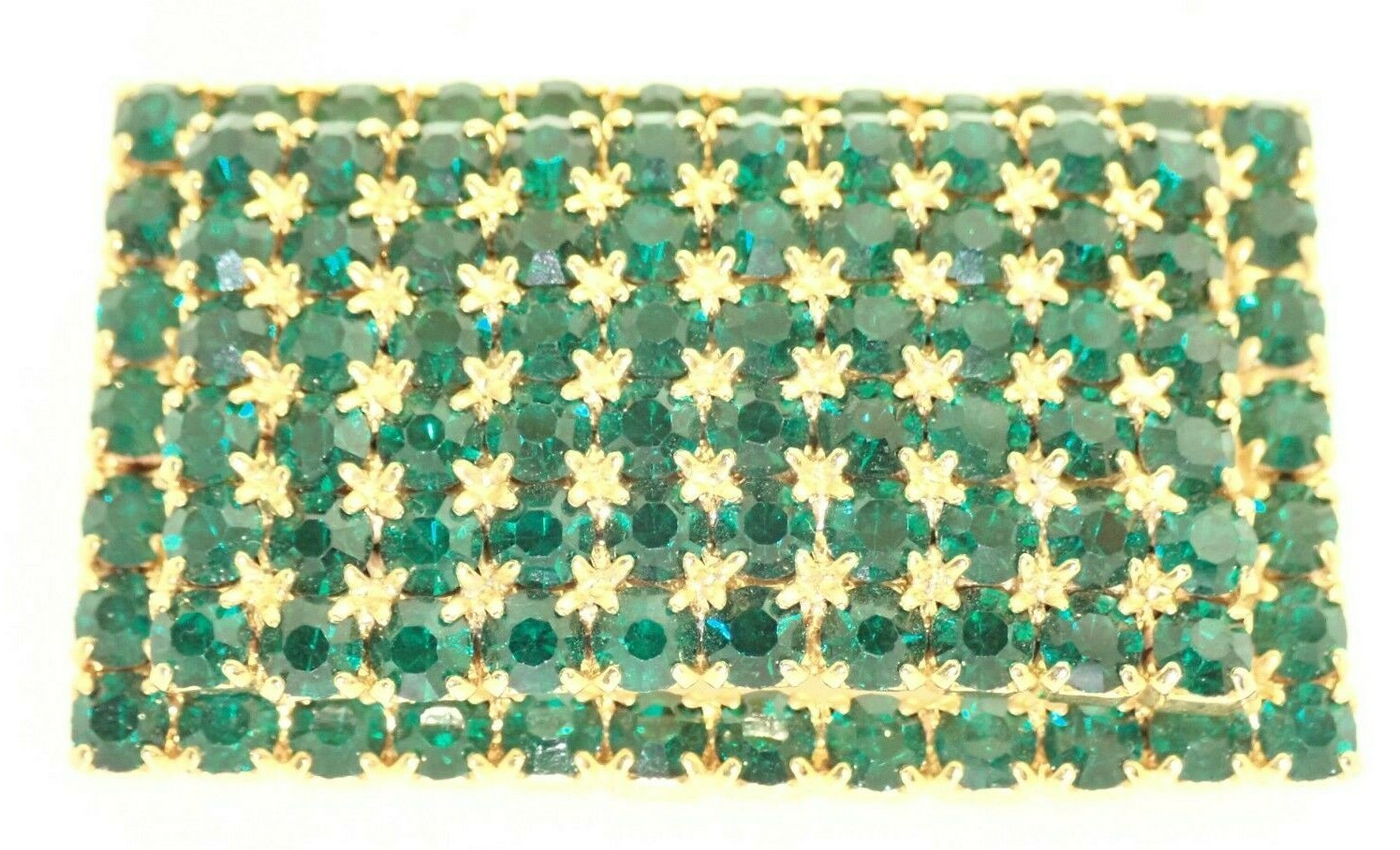 Stunning Vintage Green Rhinestone Rectangle Layered D… - Gem