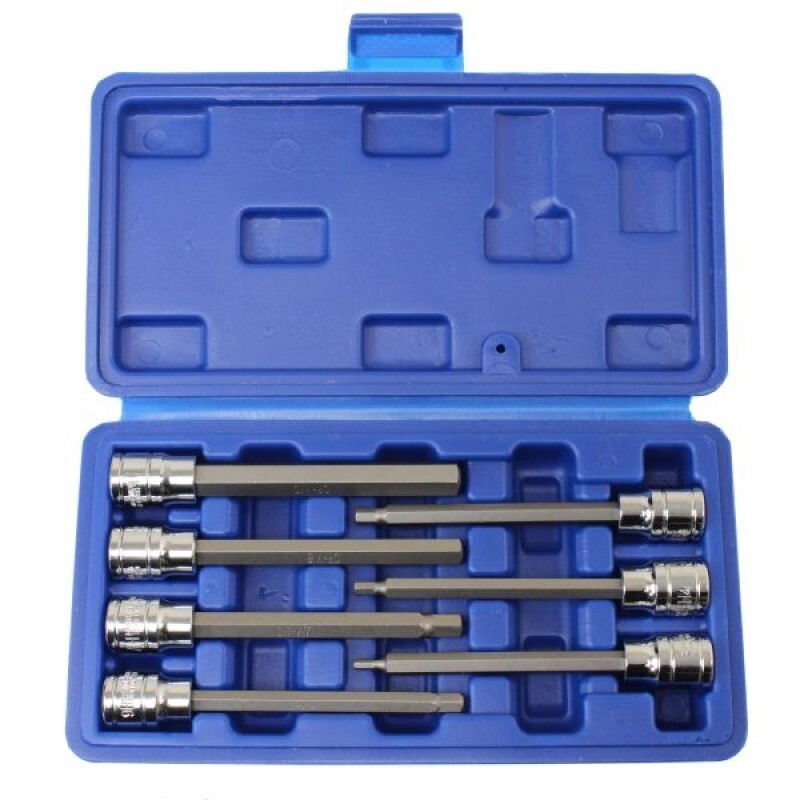 LONG ALLEN KEY / HEX BIT SOCKET SET by US PRO TOOLS 3 4 5 6 7 8 & 10mm ...
