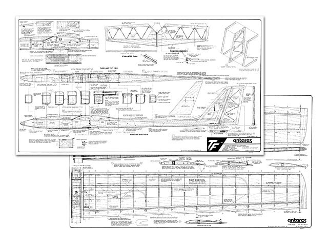 Antares Sailplane Glider 100" WS Radio Control Airplane Printed Plans ...