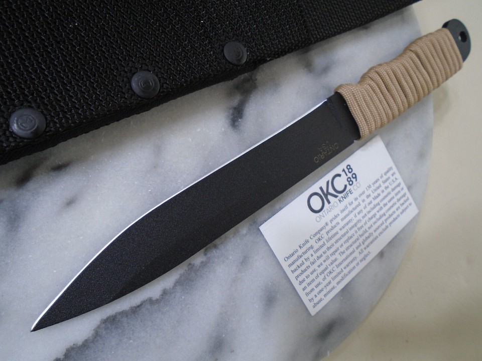 Ontario OKC Ranger Shank Fixed Blade Knife Full Tang 1095 CS Dagger USA ...