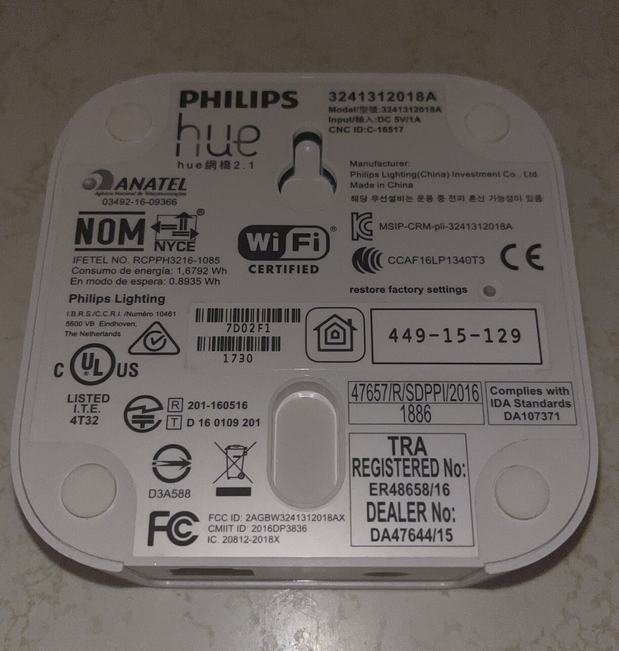 Philips Hue Bridge 2.1 - Lighting Control Hub - 3241312018A Hub Only