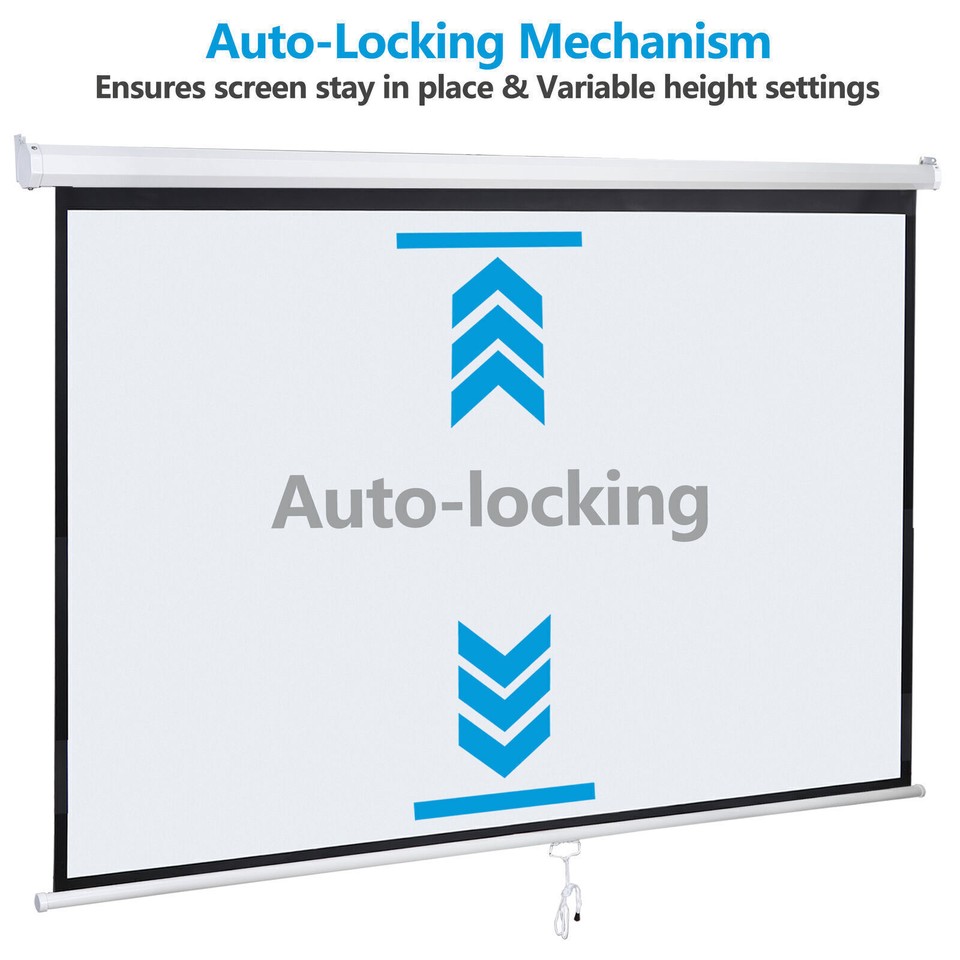 72"/80"//100"/120" Manual Pull Down Projector Screen Diagonal Home ...