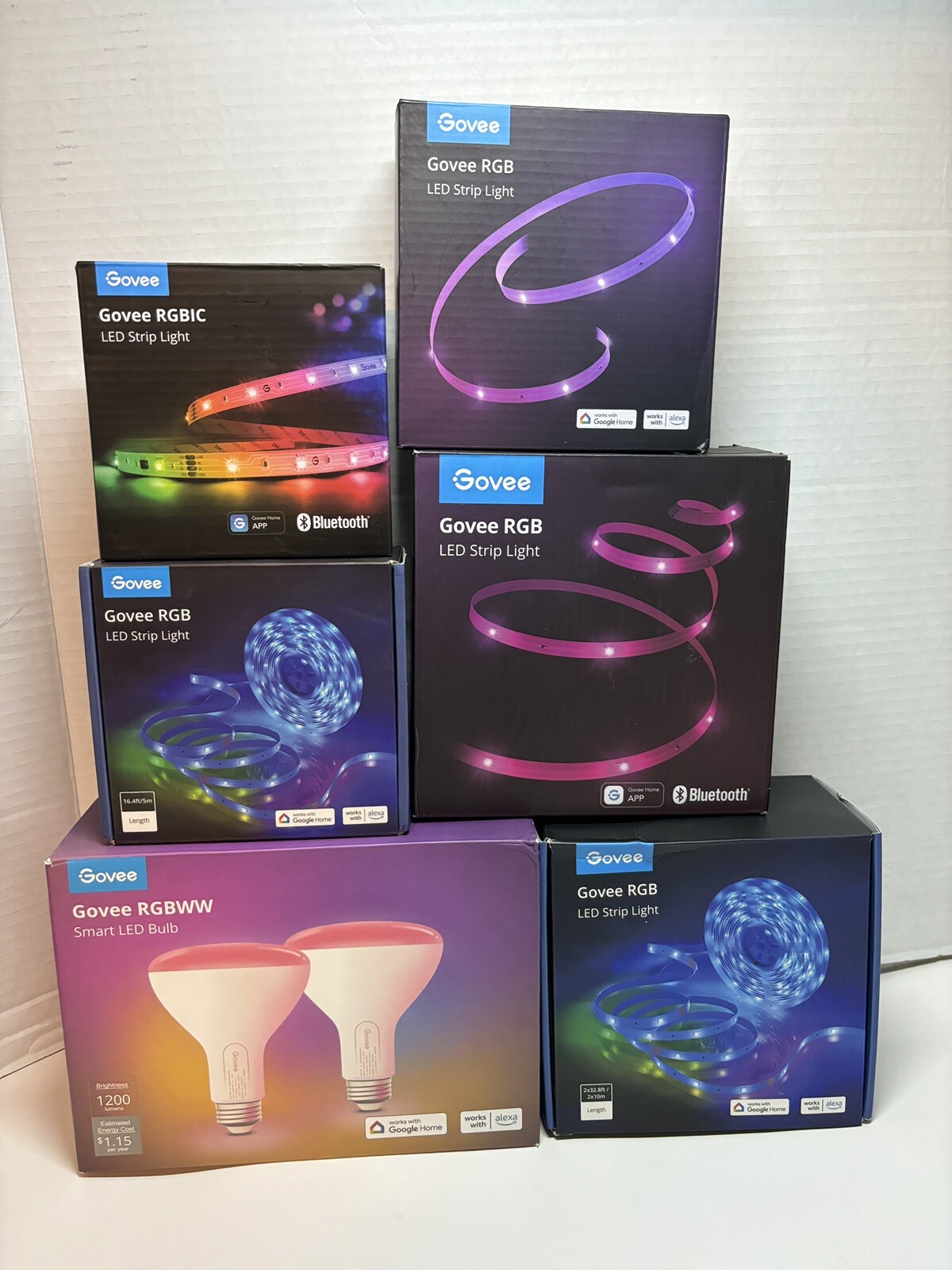 Govee RGB LED Strip Lights, Bluetooth RGB LED Lights w App Control Lot ...