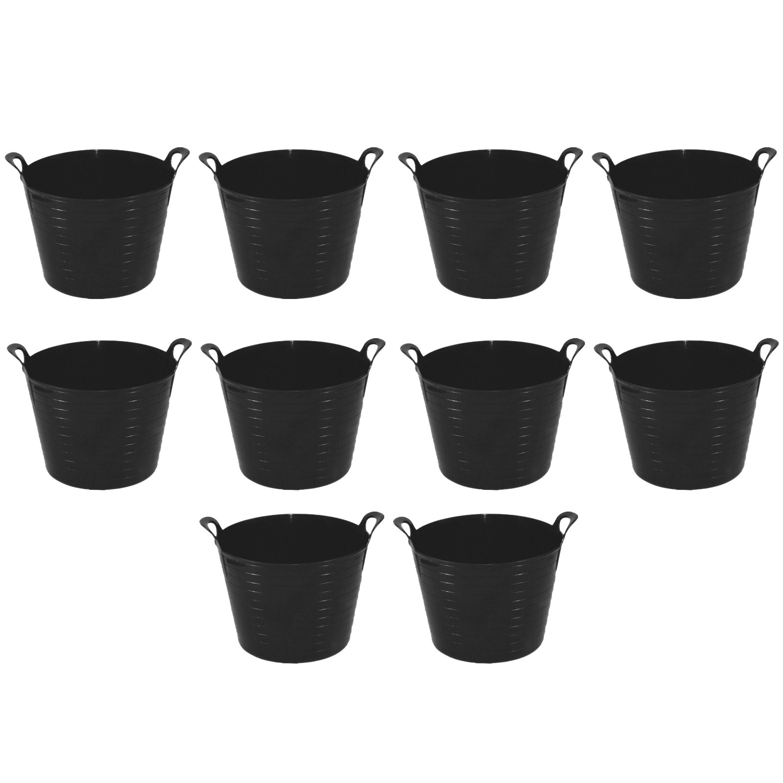 10 x 40L BLACK Large Flexi Tub Flexible Trug Storage Builders Bucket ...