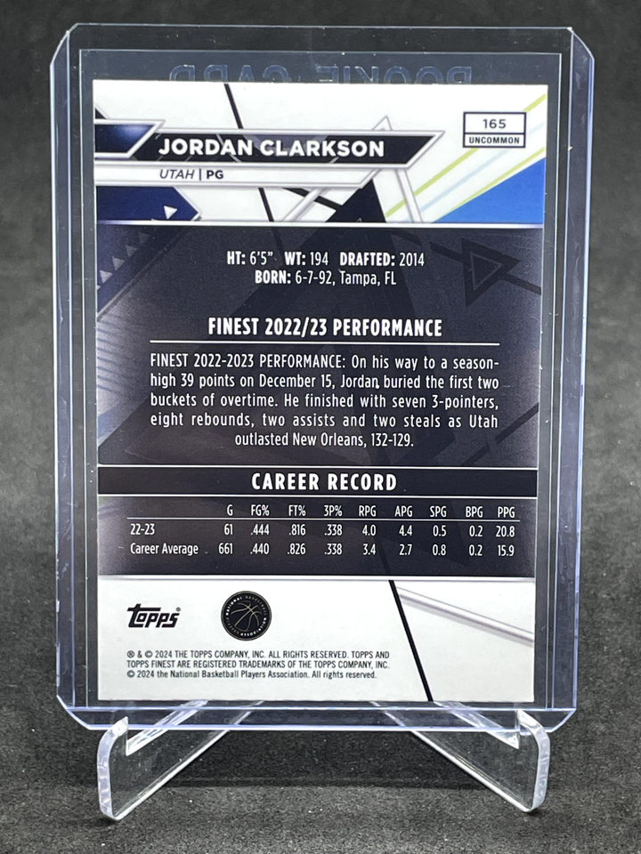 2023-24 Topps Finest Basketball Jordan Clarkson Blue Checkerboard ...