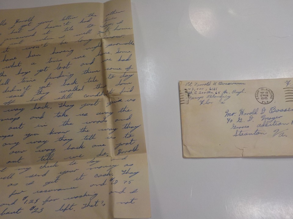 WW2 Letter 1945 Missing In Action 450th Bomb Group Camp Blanding ...
