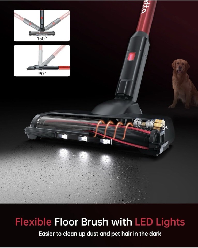 Cordless Vacuum Cleaner 6 in 1 Lightweight Stick Vacuum Cleaner LED ...