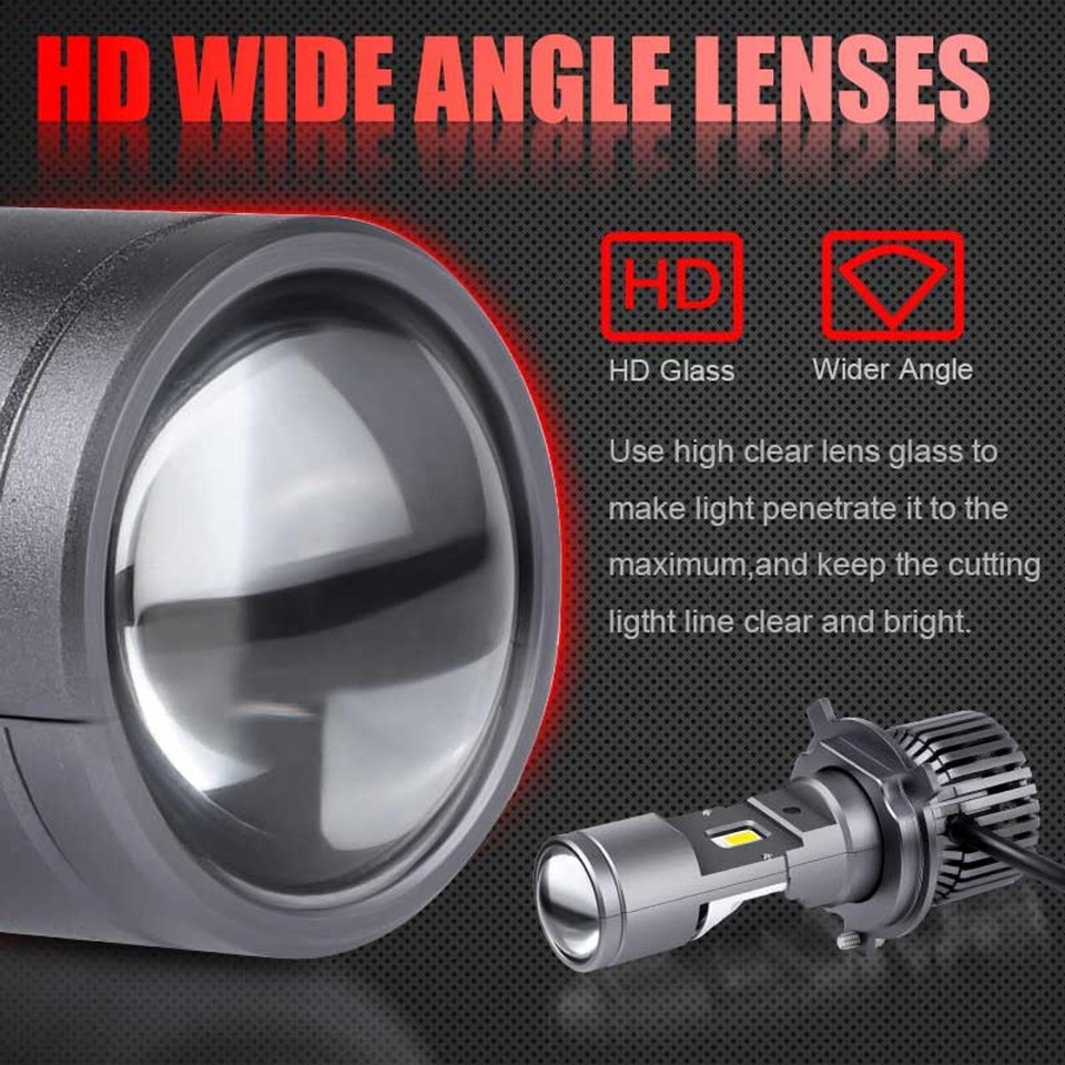H4 100W 50000LM Mini Bi-LED Projector Lens Hi/Lo Beam Bulb Headlight ...
