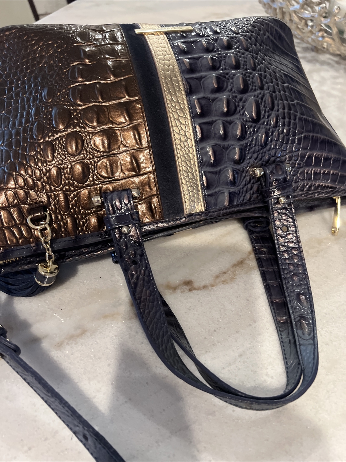 Brahmin Purse Andesite Orba Medium Asher Tassel Fringe Fob 5 Star Condition | eBay