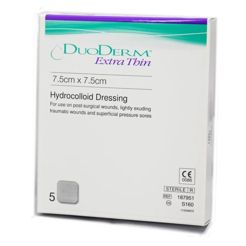 Duoderm Extra Thin Hydrocolloid Dressing 7.5cm x 7.5cm x 5 Dressings ...