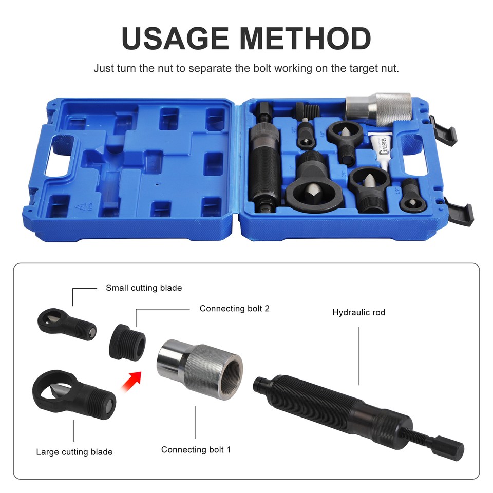 10 Ton Hydraulic Ram Hydraulic Nut Splitter Kit Breaker Separator ...