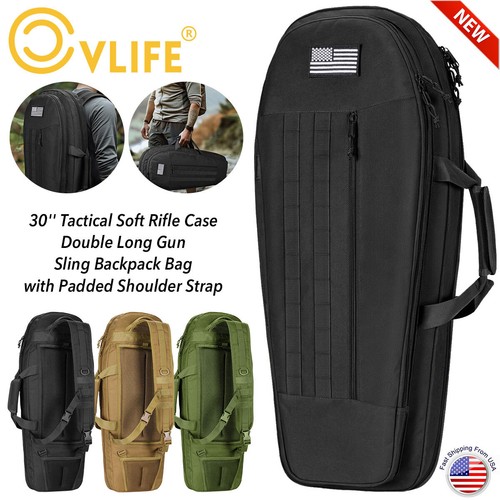 30" Tactical Double Rifle Carbine Bag Guns Range Padded 600D PVC Carry ...