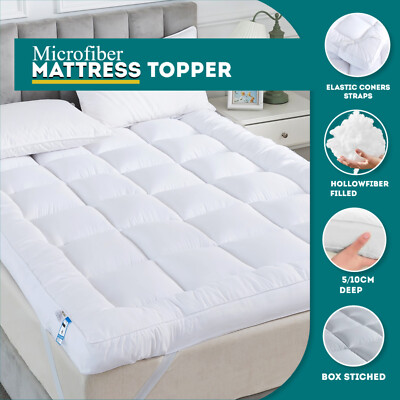 Microfiber Mattress Toppers 10cm/5cm Deep Elastic Coners Box Stitch ...