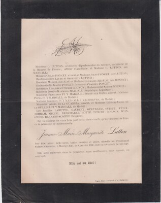 1896 Faire-part décès Jeanne-Marie-Marguerite LUTTON - Digne-les-Bains ...