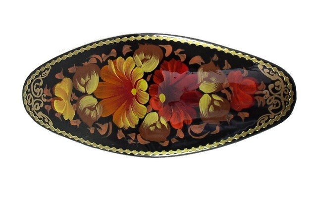 Three Russian Lacquer Barrettes Hair Clips Hand Painted #0894 for sale ...