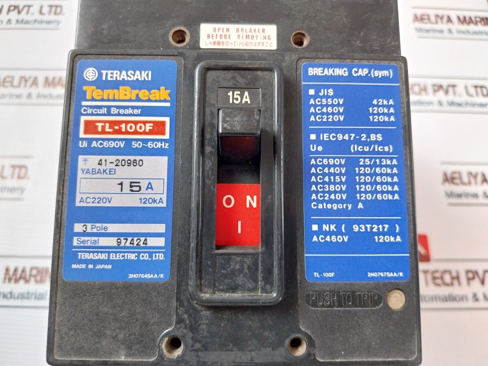 TERASAKI ELECTRIC TL-100F Tembreak Circuit Breaker 15A 3 pole AC220V ...