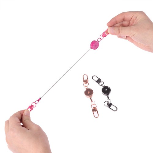 21MM Retractable Key Holder Metal Easy-to-pull Buckle Rope Elastic ...